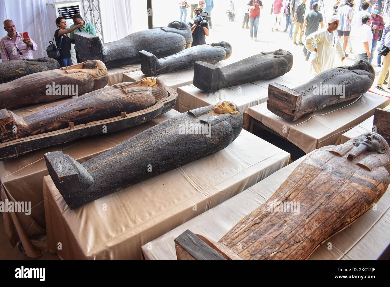 The newly discovered coloured ancient intact and sealed coffins are ...