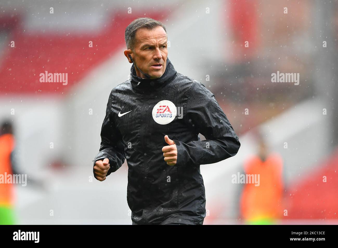 Referee Keith Stroud warms up ahead of kick-off during the Sky Bet ...