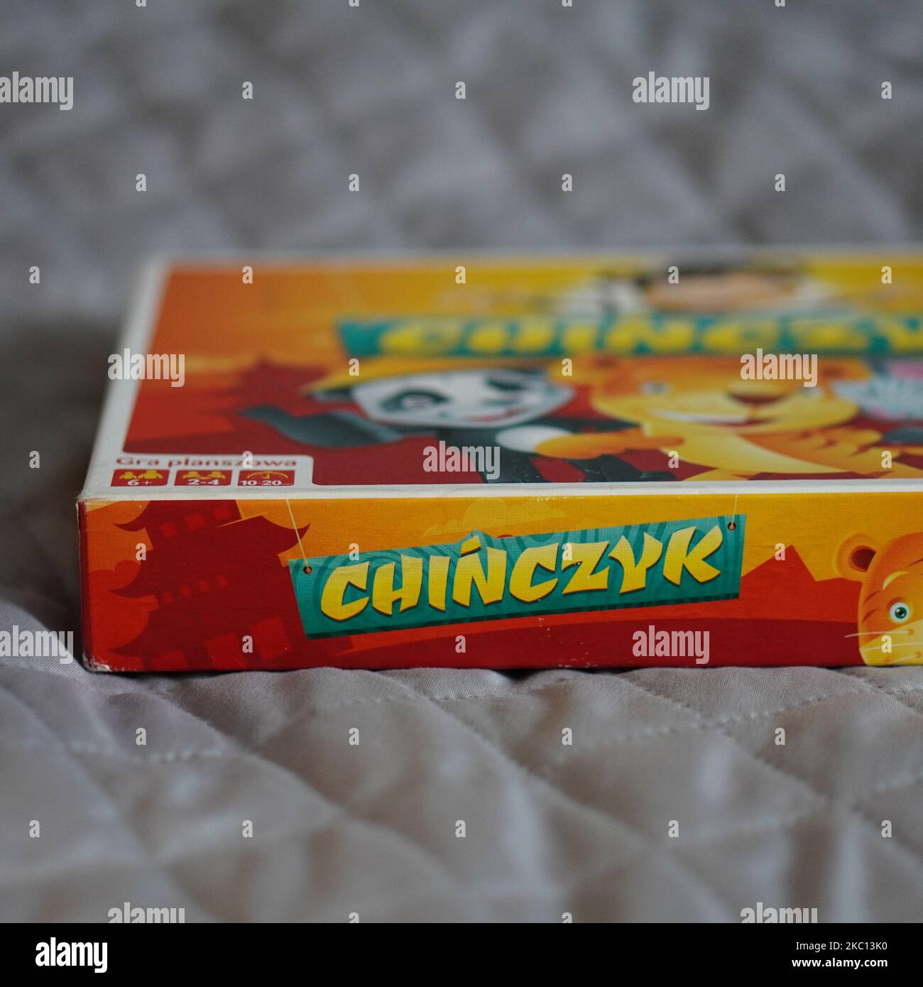 Trefl brand and Polish board game Chinczyk laying on a sheet Stock ...