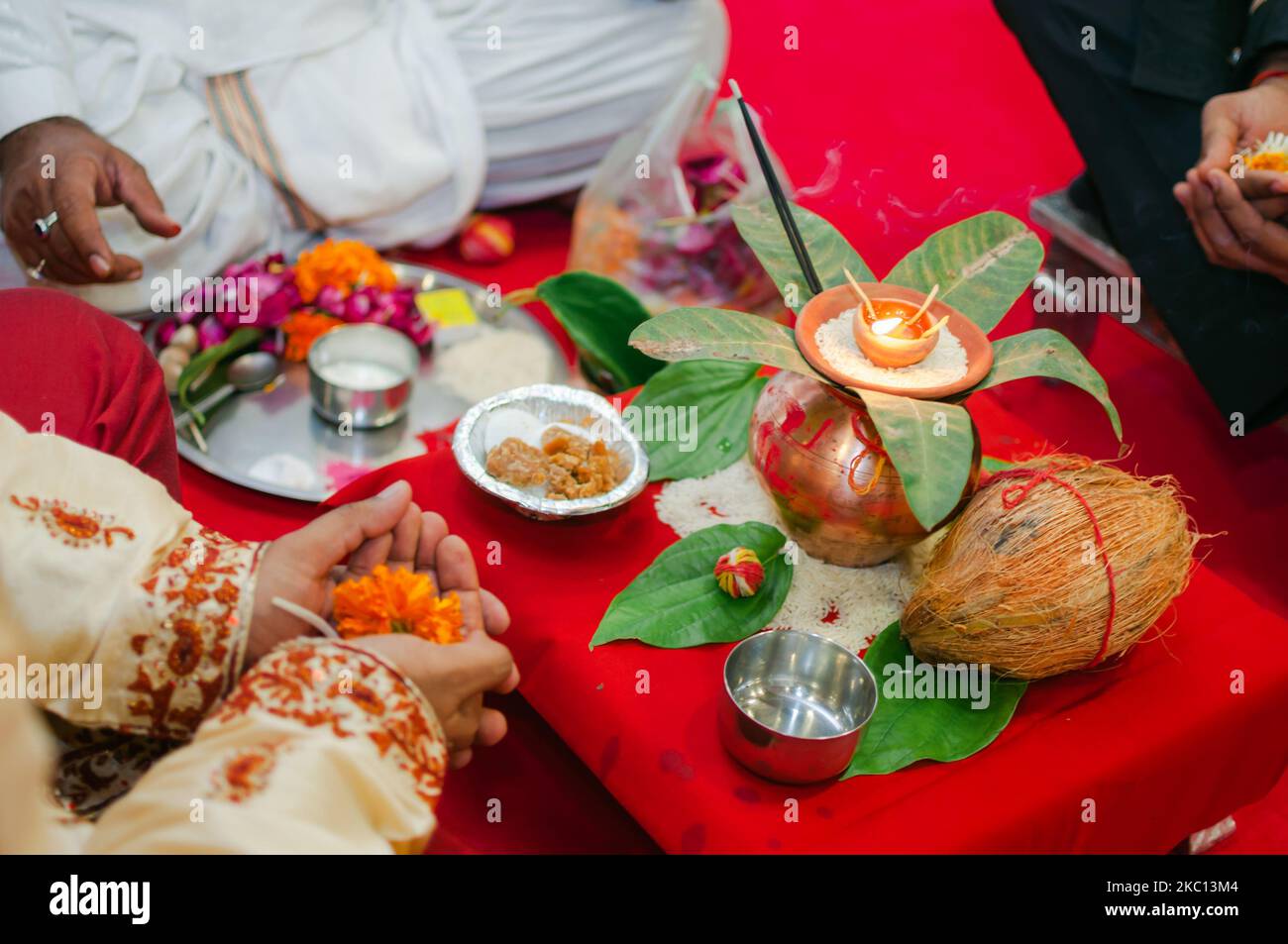 items for the Indian Yajna ritual. Indian Vedic fire ceremony called ...