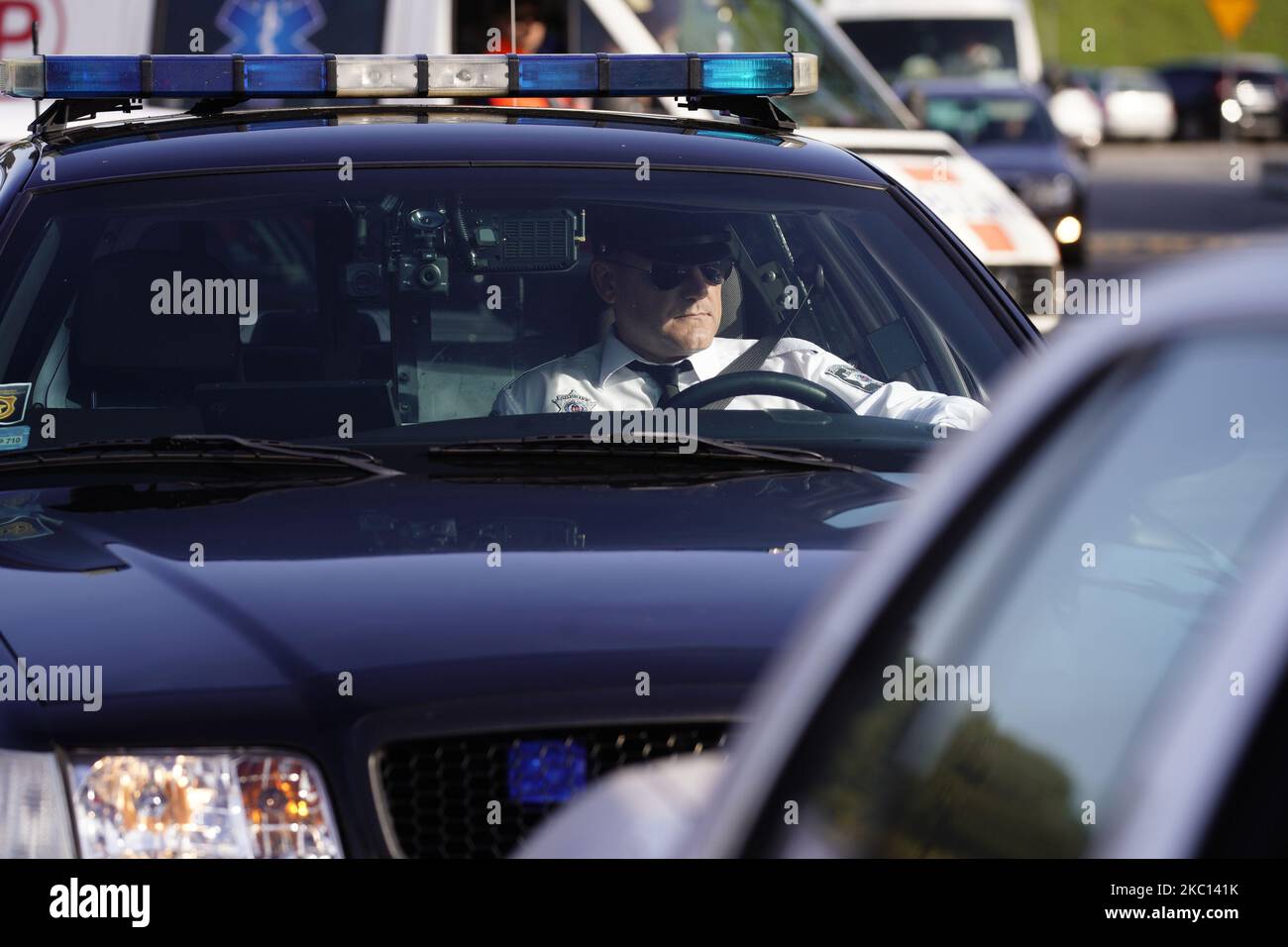 A man drives a Ford Crown Victoria police car during the American ...
