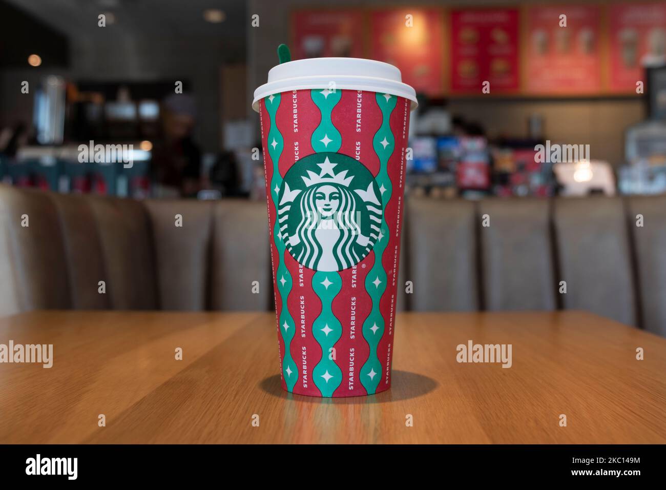 Brownsburg - Circa November 2022: Starbucks holiday coffee cup. Each ...