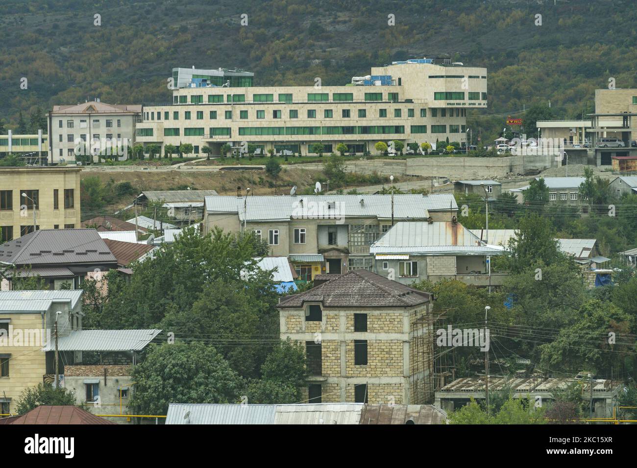 Main building of the Red Cross in Stepanakert, Nagorno Karabakh, on ...