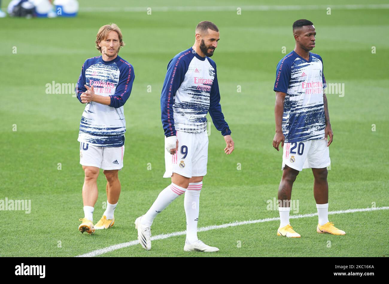 Luka Modric, Karim Benzema and Vinicius Jr of Real Madrid during the La ...