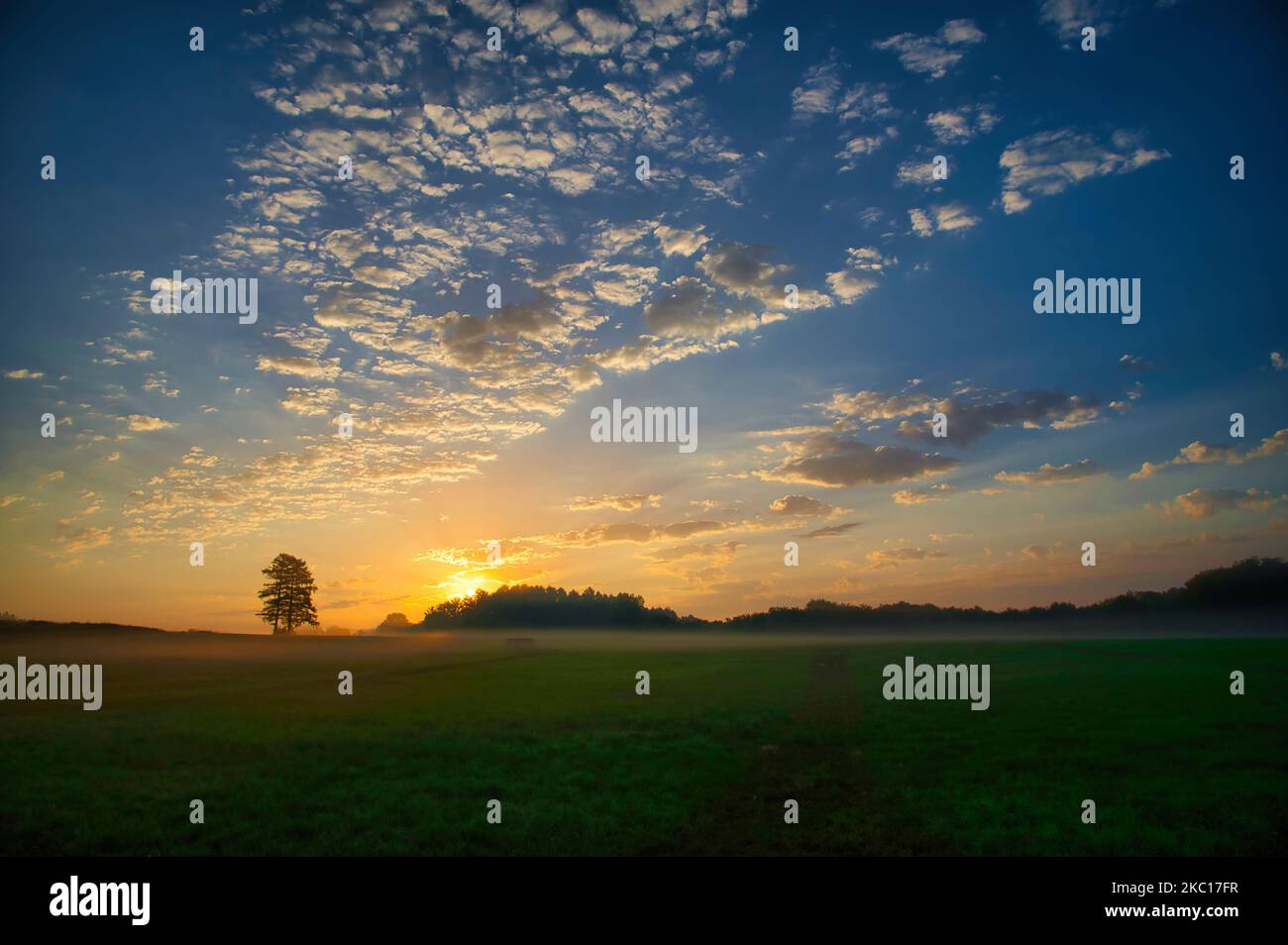 A breathtaking landscape in Preston, Connecticut with a golden sun ...