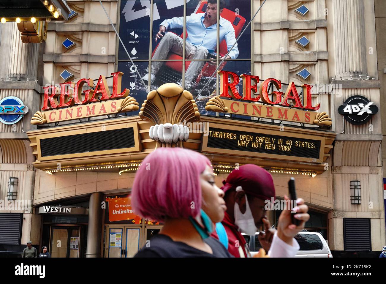 A view of Regal Cinema in Times Square, New York City on October 5 ...
