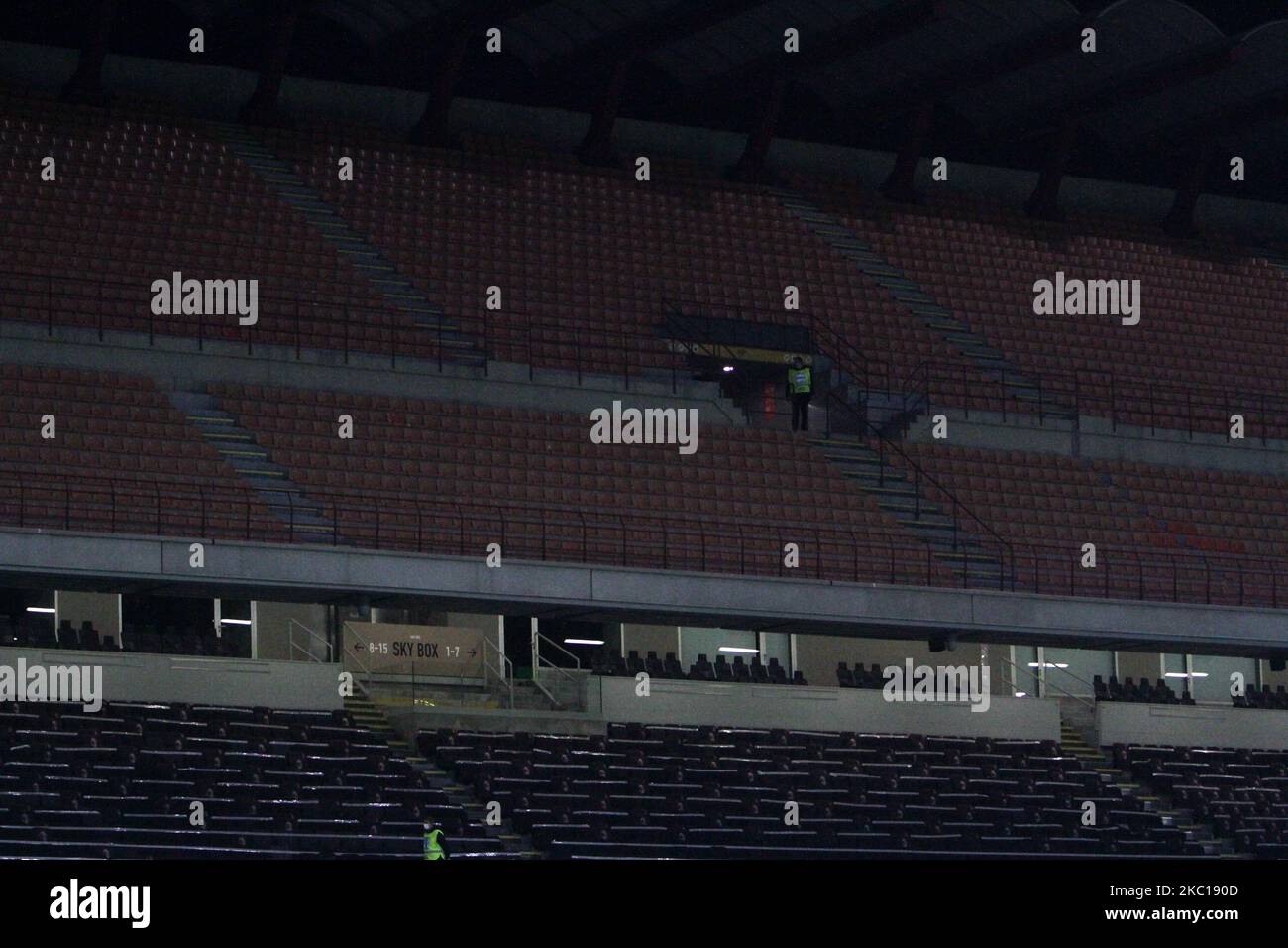 San Siro Stadium stands empty due to emergency restrictions Covid-19 AC ...