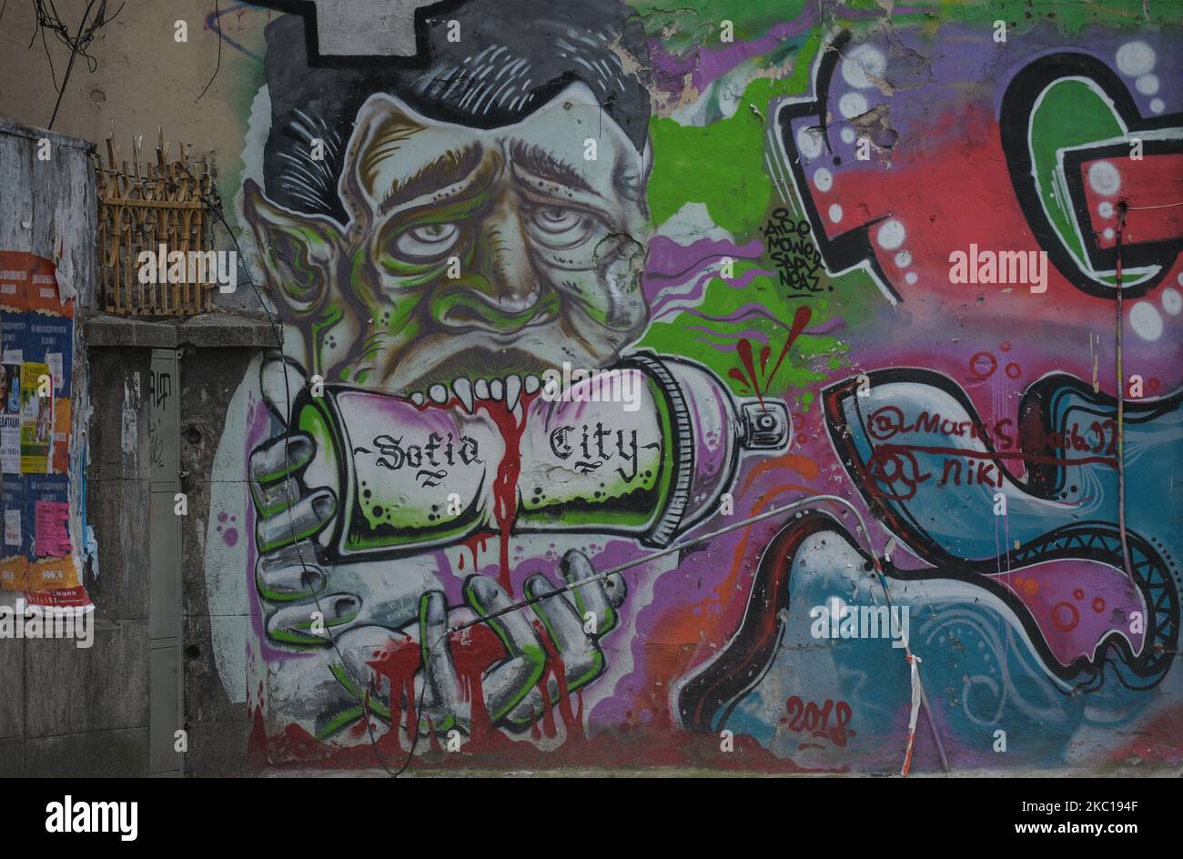 An example of graffiti seen in Sofia city center. On Monday, October 5 ...