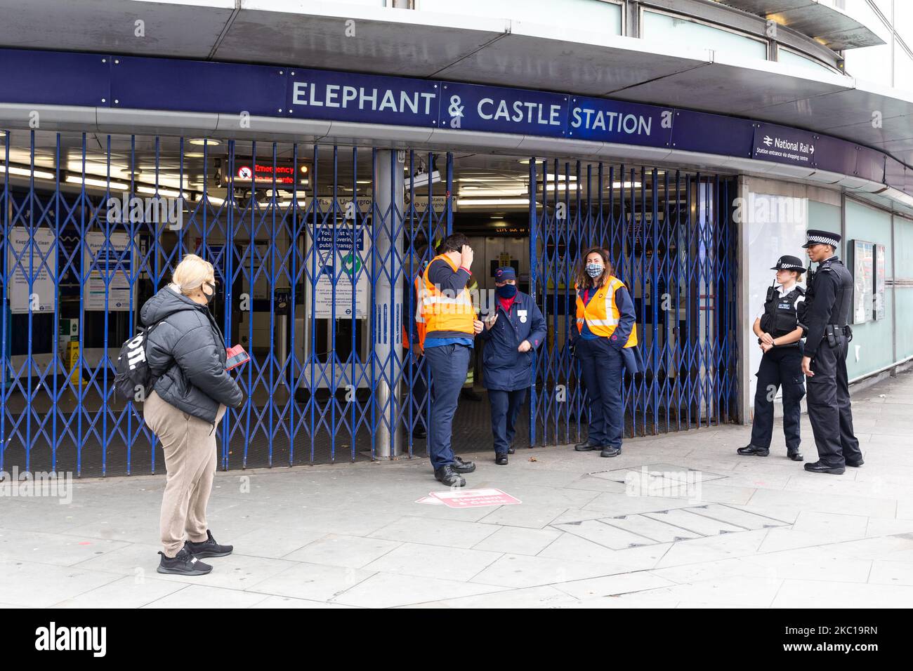 Policemen and security attend a fire emergency call at Elephant and ...