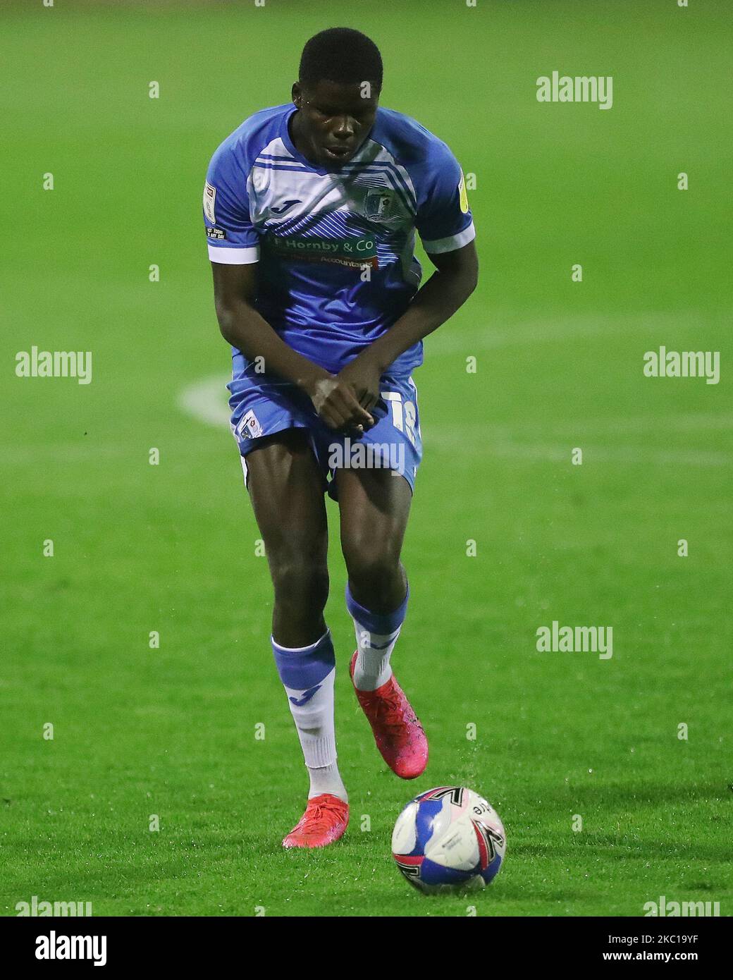 Yoan Zouma of Barrow during the EFL Trophy match between Barrow and ...