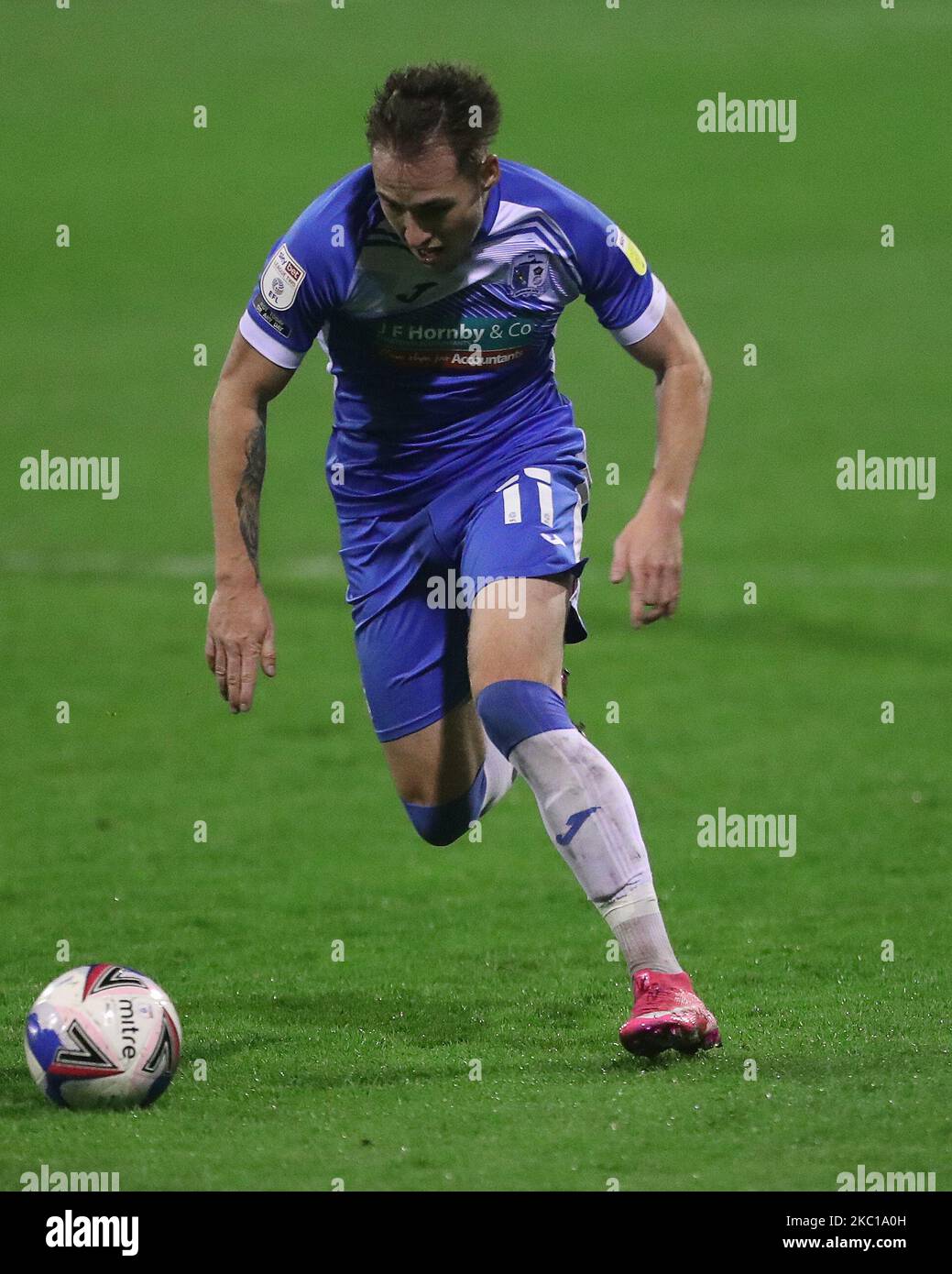 Josh Kay of Barrow during the EFL Trophy match between Barrow and Leeds ...