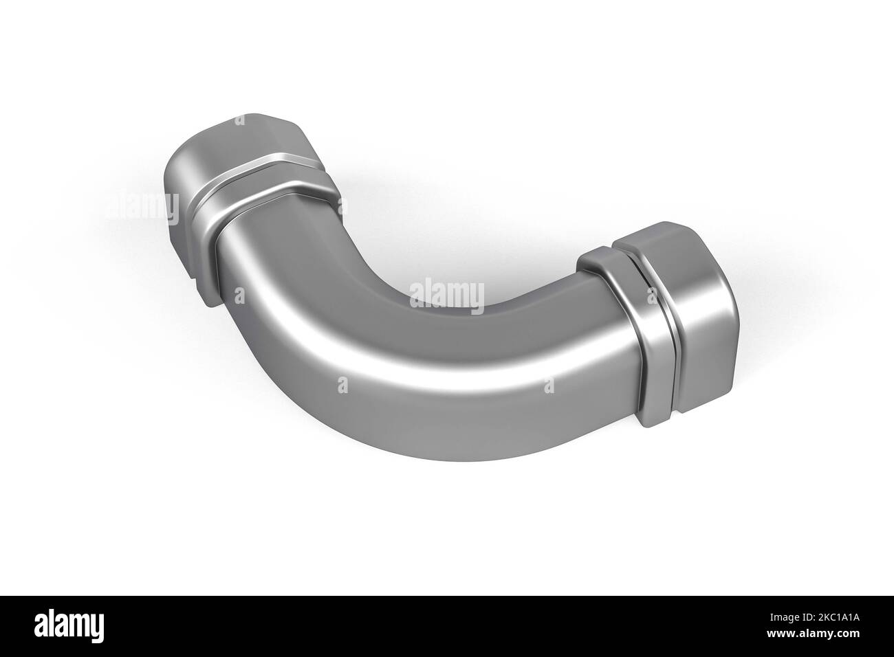 Metal industrial pipe corner isolated on white background - 3d render ...