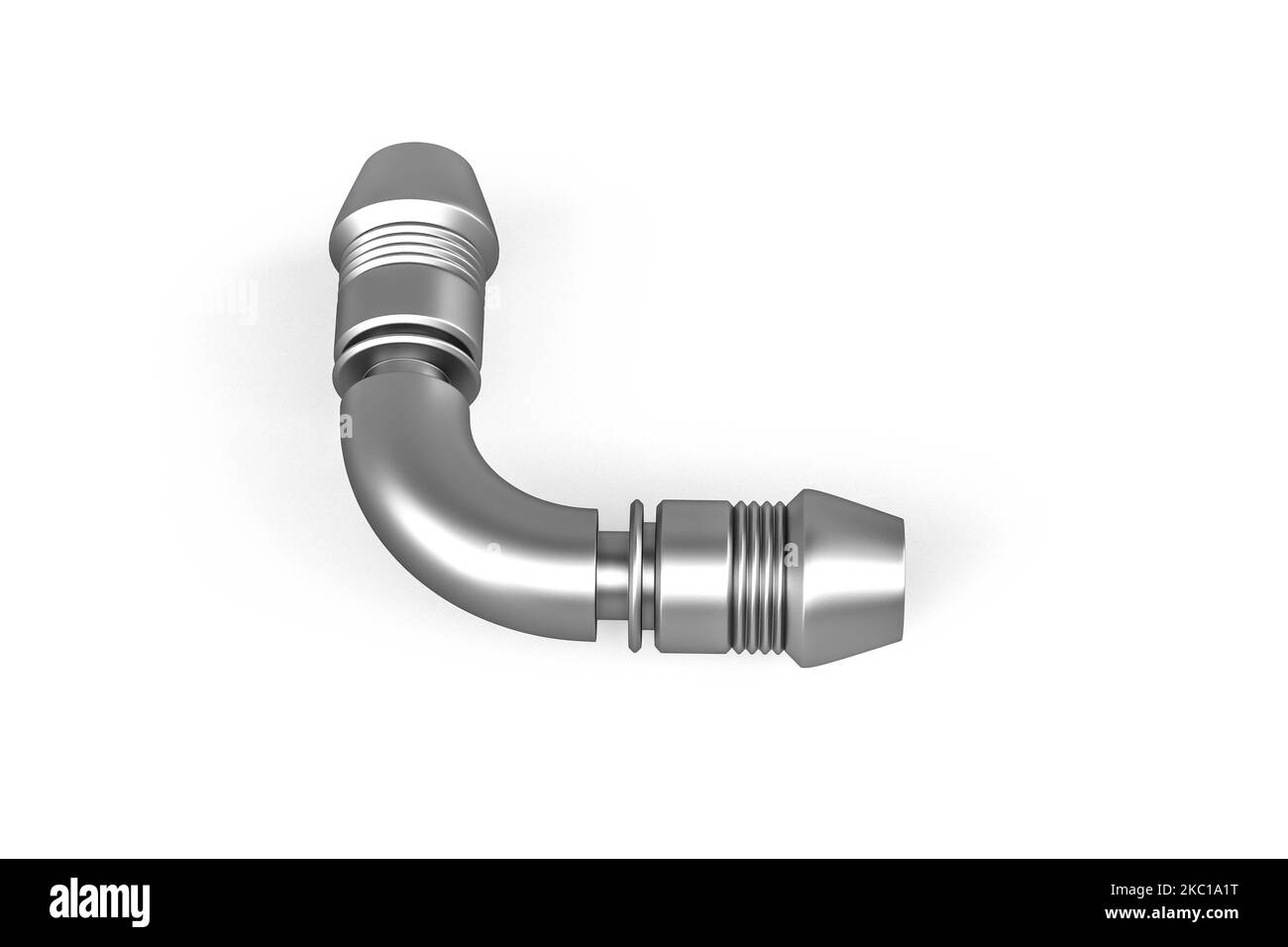 Metal industrial pipe corner isolated on white background - 3d render ...