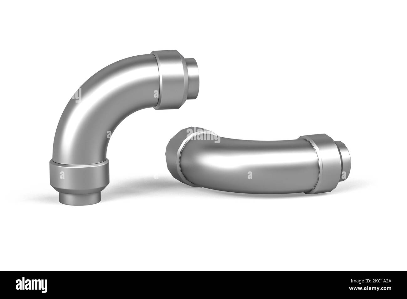 Metal industrial pipe corner isolated on white background - 3d render ...