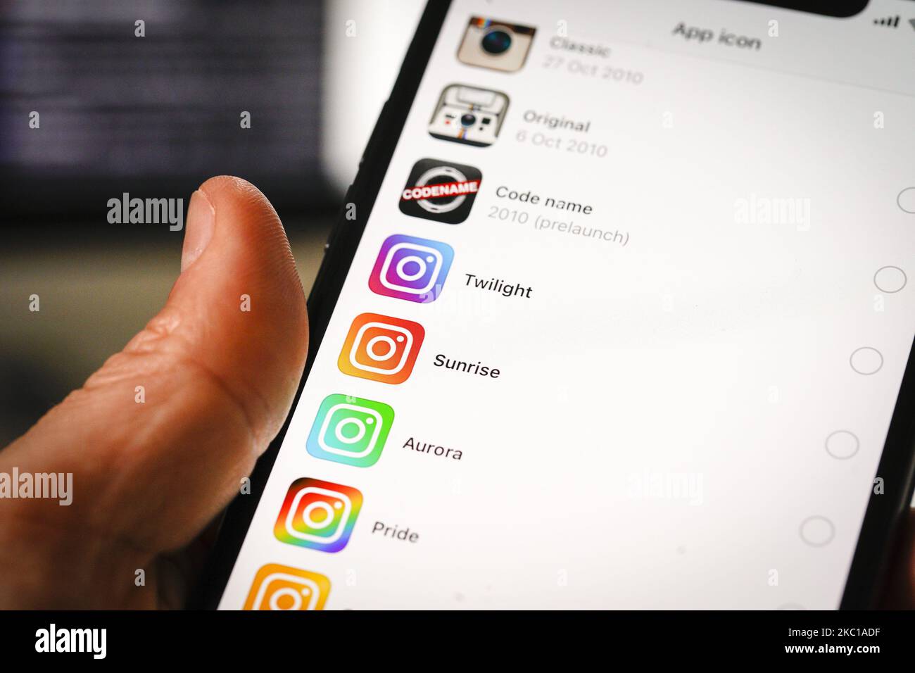 Different versions of the Instagram app icon are seen in the Instagram ...