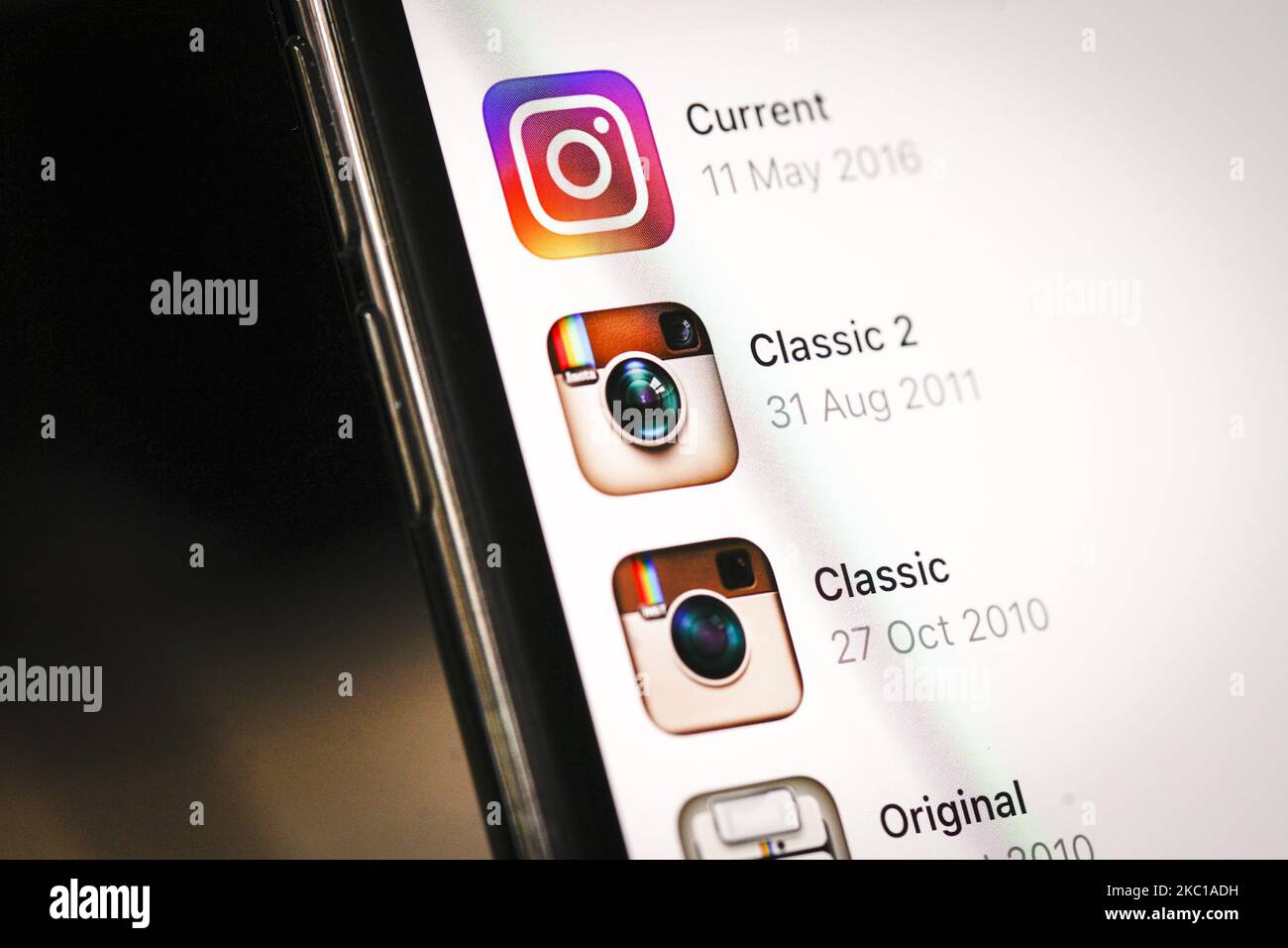 Different versions of the Instagram app icon are seen in the Instagram ...