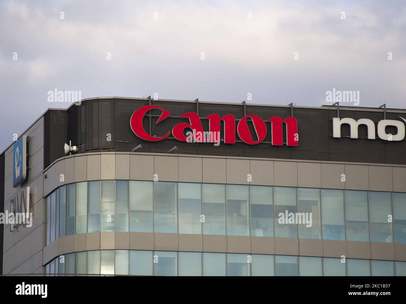 Japanese multinational company Canon sign is seen on October 7, 2020 in ...