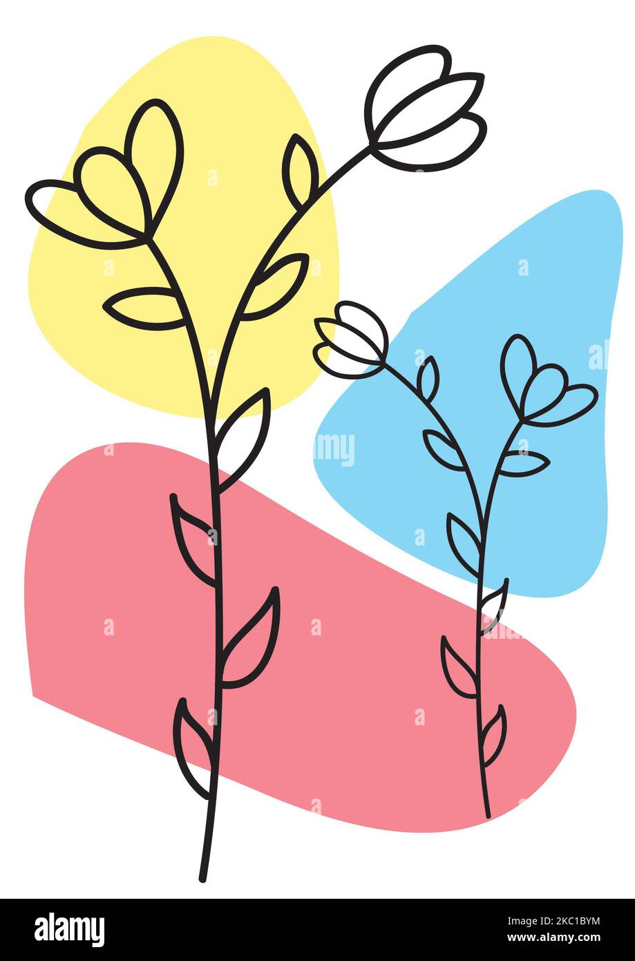 Illustration of Floral, line art design Stock Photo - Alamy