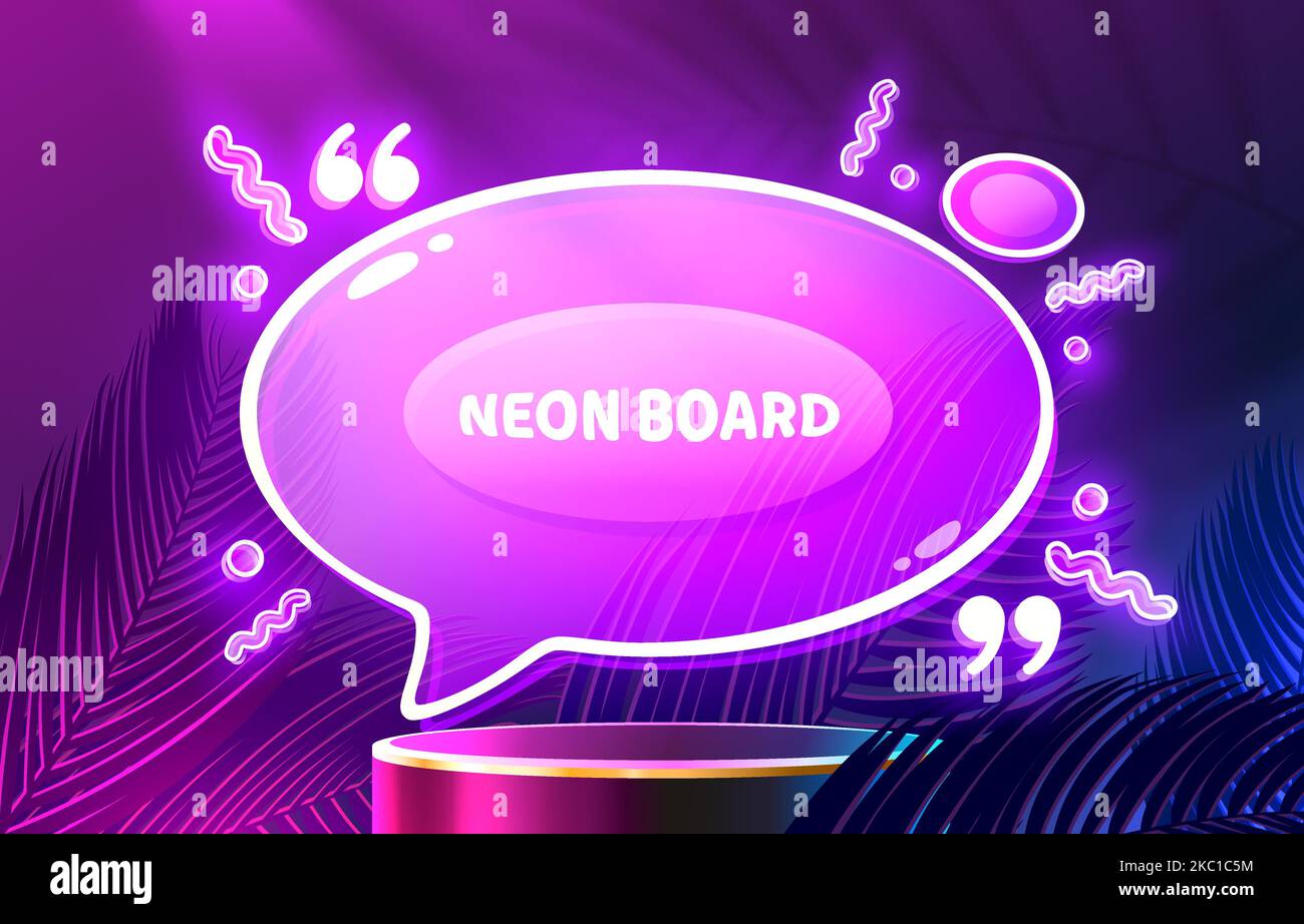 Neon chat frame, bubble led talk. Vector illustration Stock Vector ...