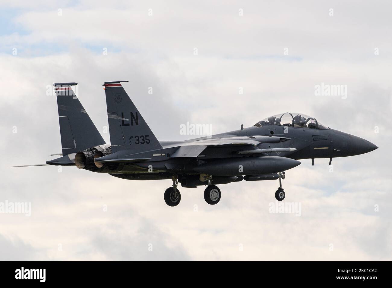 LN AF 91 335 U.S. Air Force McDonnell Douglas F-15E Strike Eagle of the 494th Fighter Squadron ...