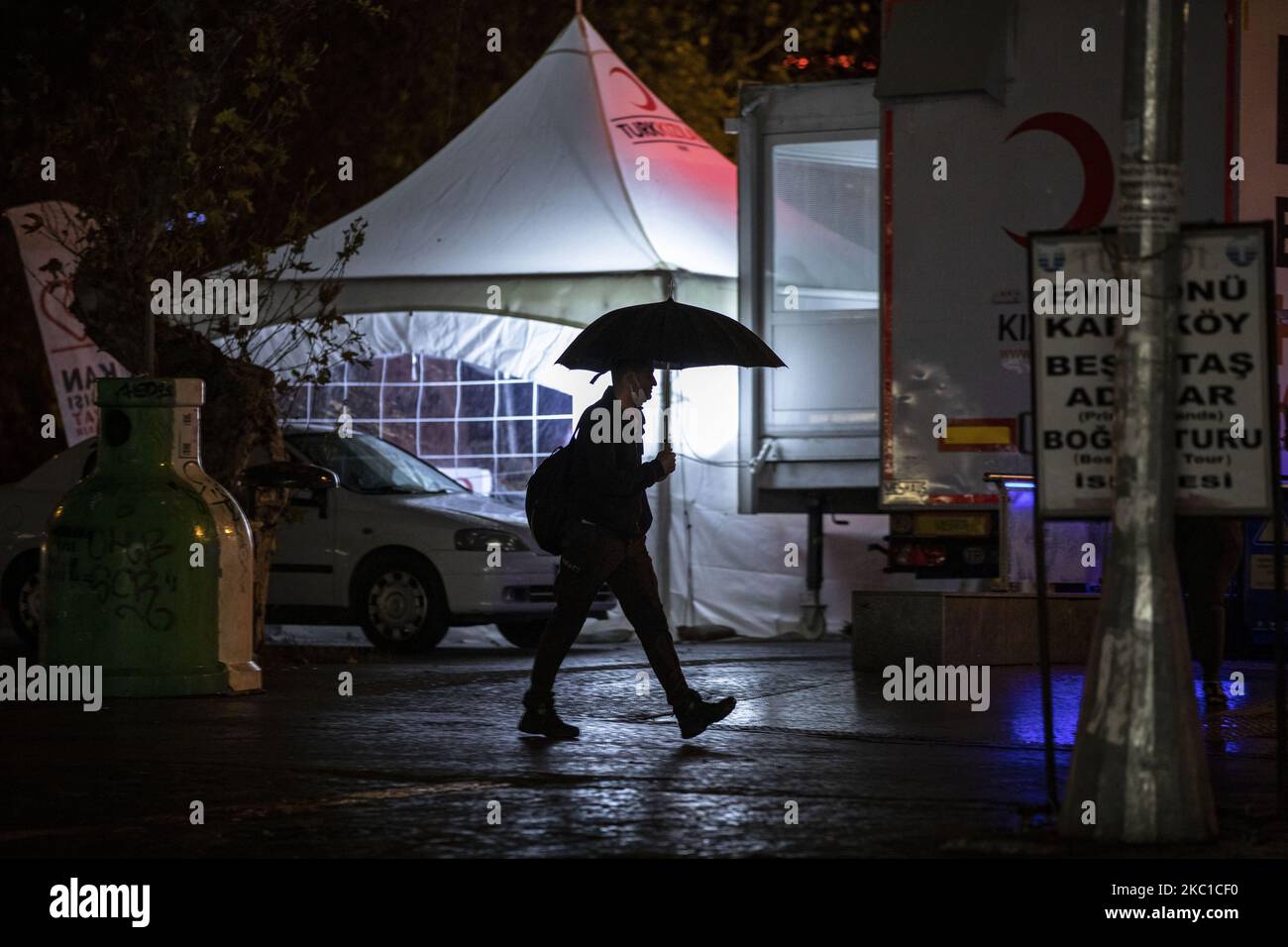 Heavy rains hit Istanbul, Turkey, on October 08, 2020, interrupting ...