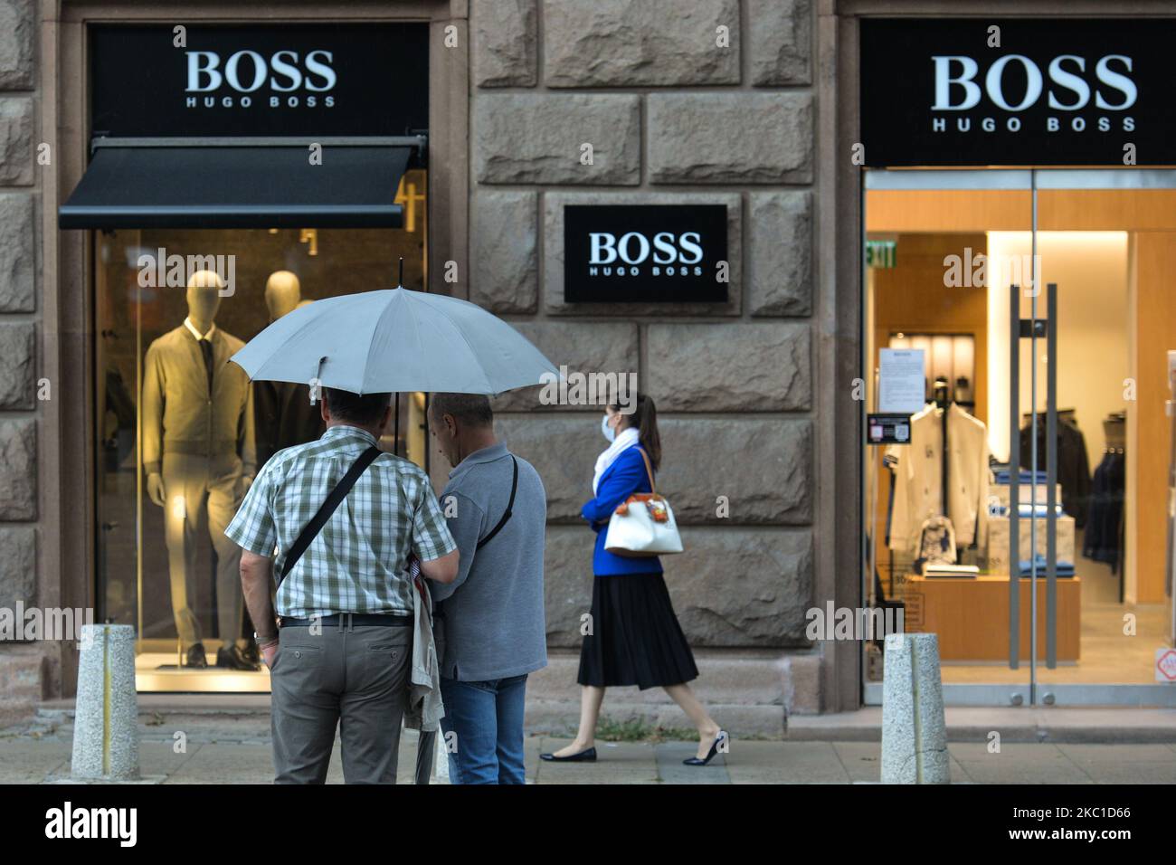 Hugo Boss, a German luxury fashion shop, in Sofia city center. On ...