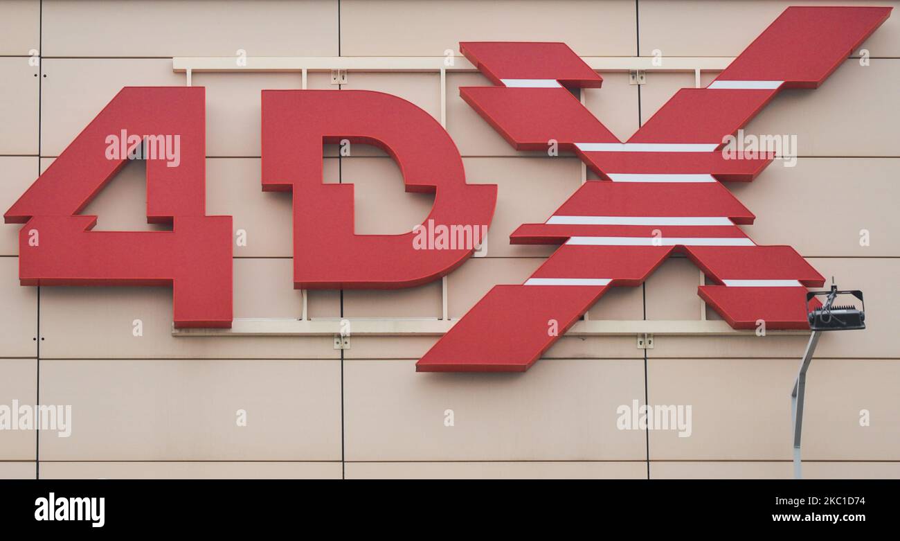 A logo of 4DX seen in Sofia center. On October 7, 2020, in Sofia ...
