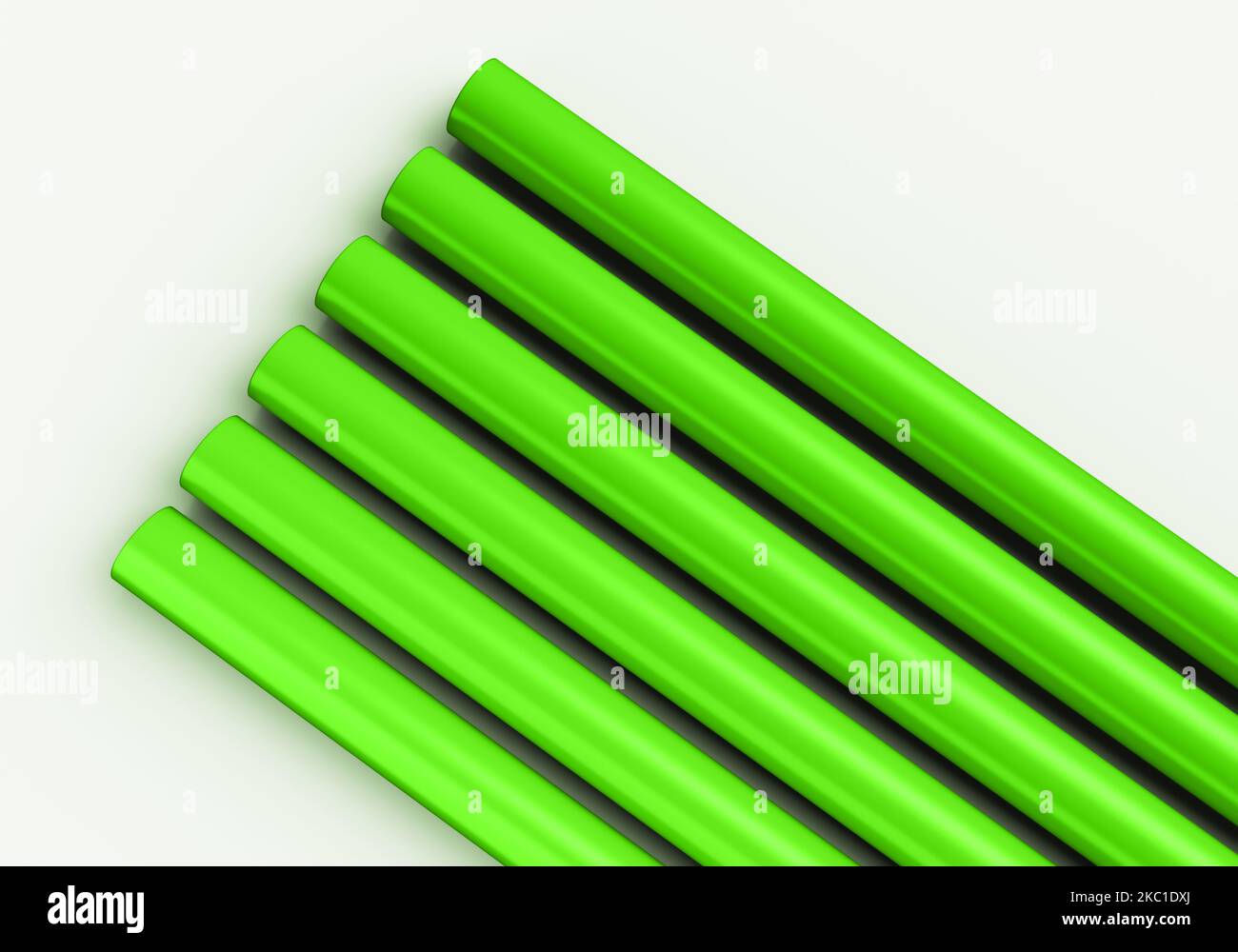 A 3d rendering of green plastic water pipes isolated on white ...