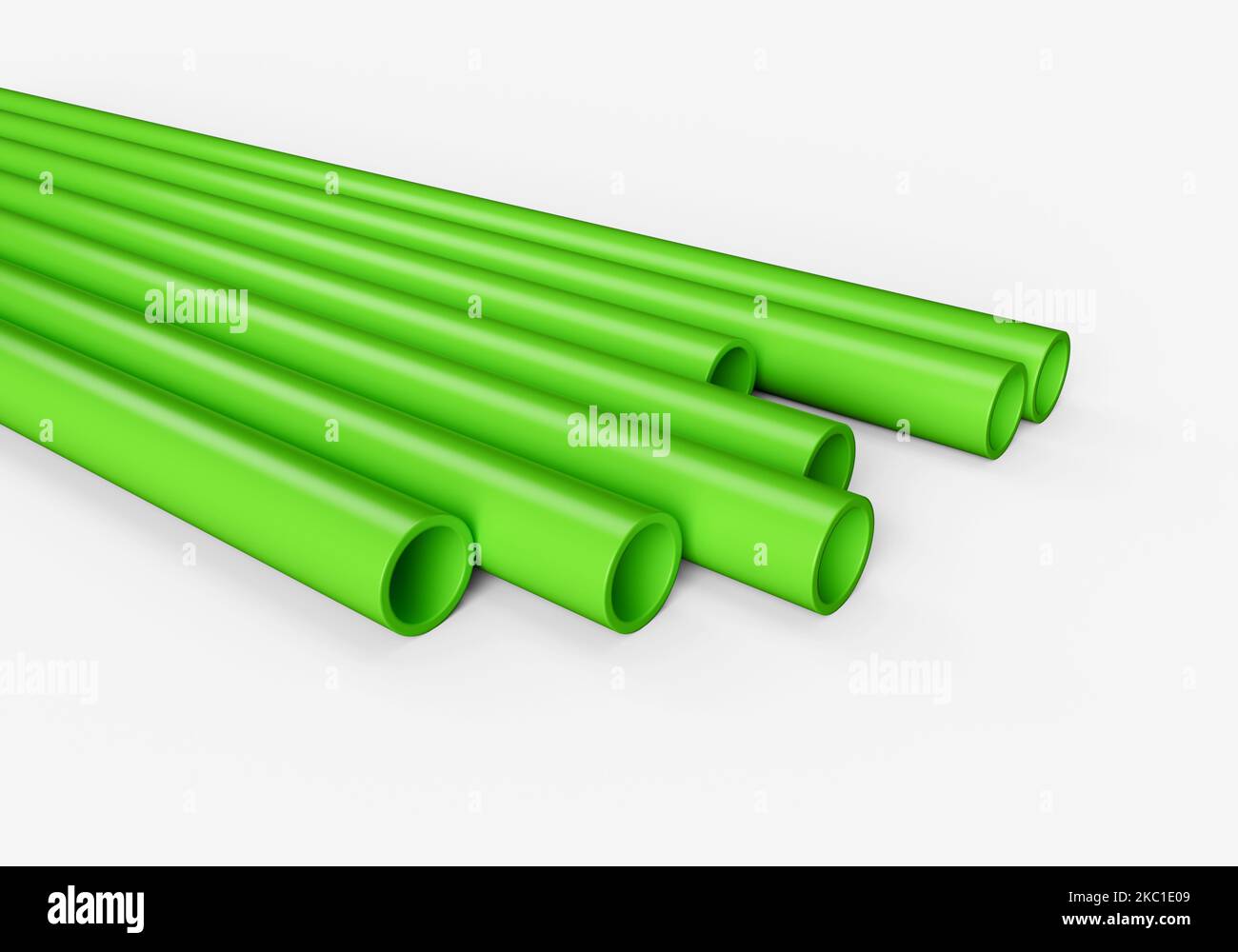 A 3d rendering of green plastic water pipes isolated on white ...