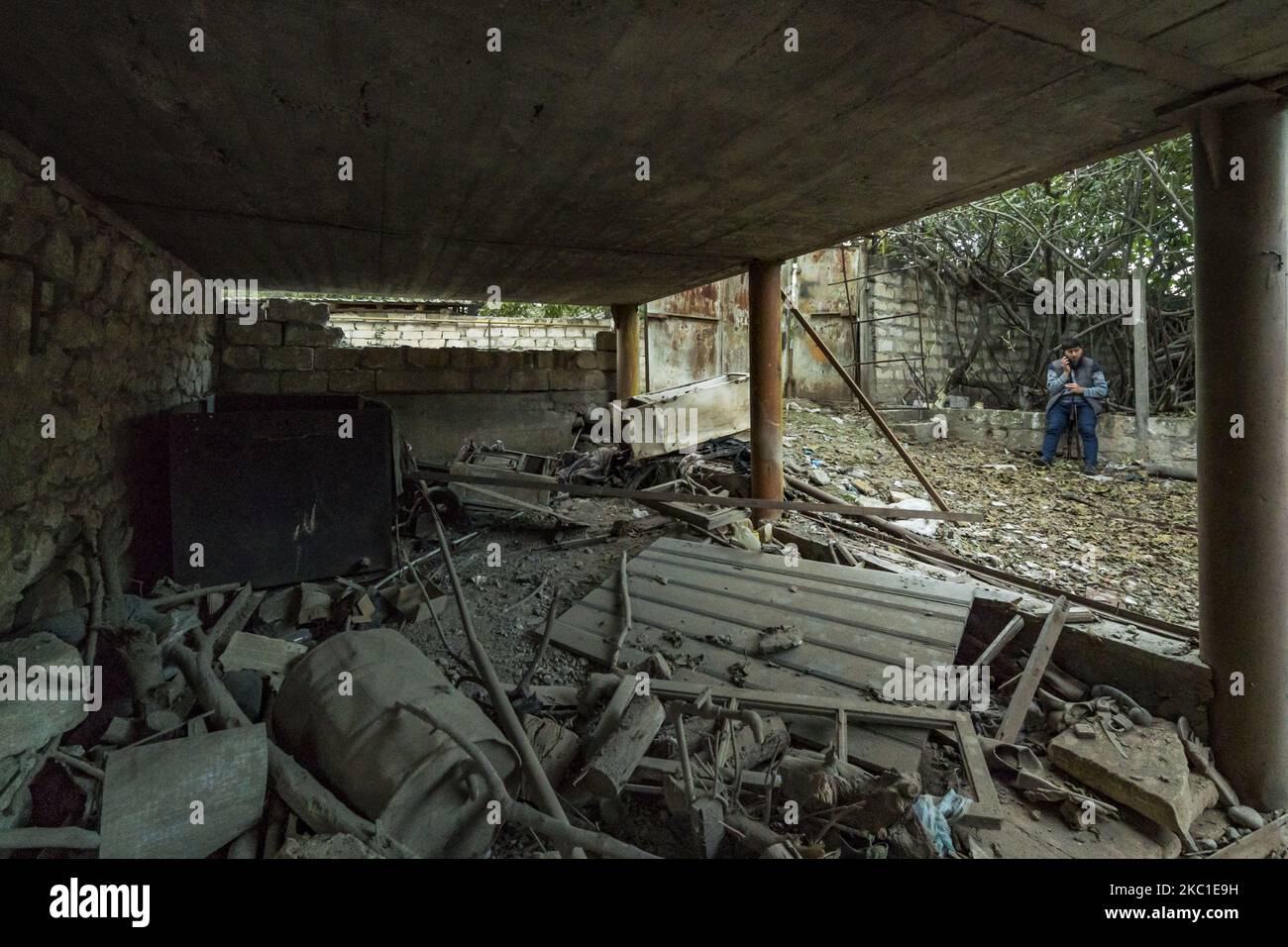 Destruction in a basement of Martakert village, on October 9, 2020 ...