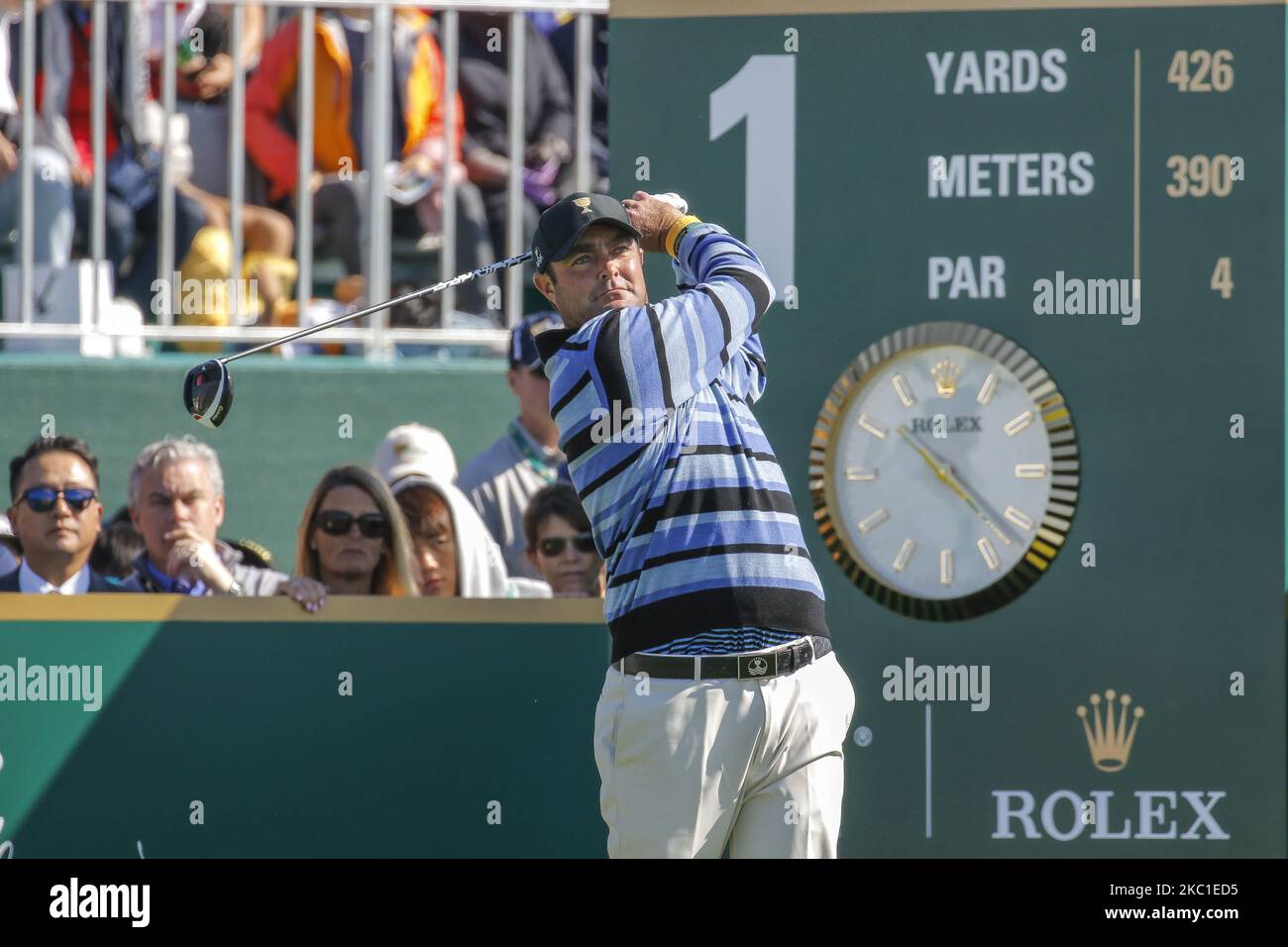 International Team Player Marc Leishman action on the 1th tee during ...