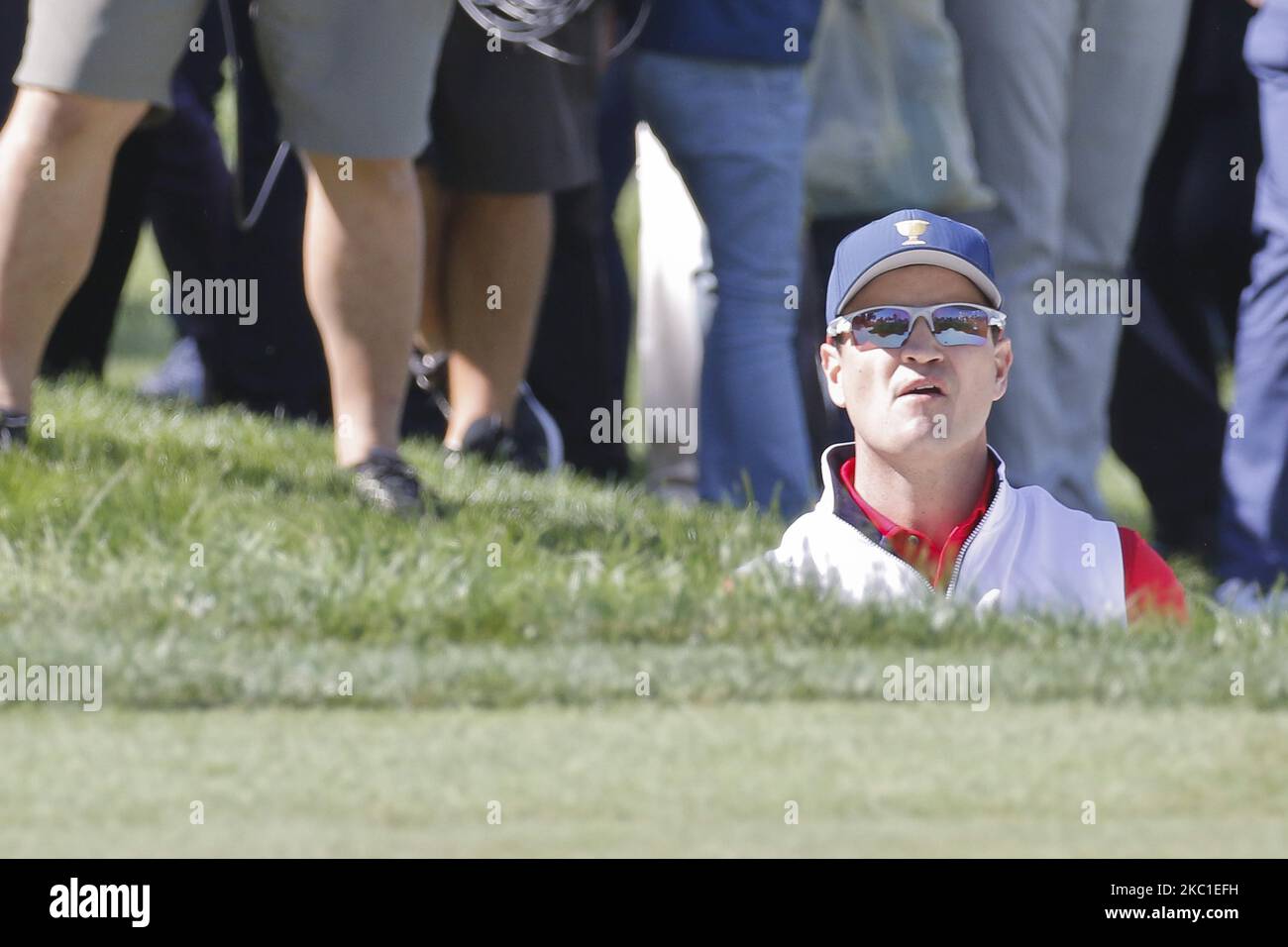 United States Team Player Zach Johnson action on the 6th bunker during ...