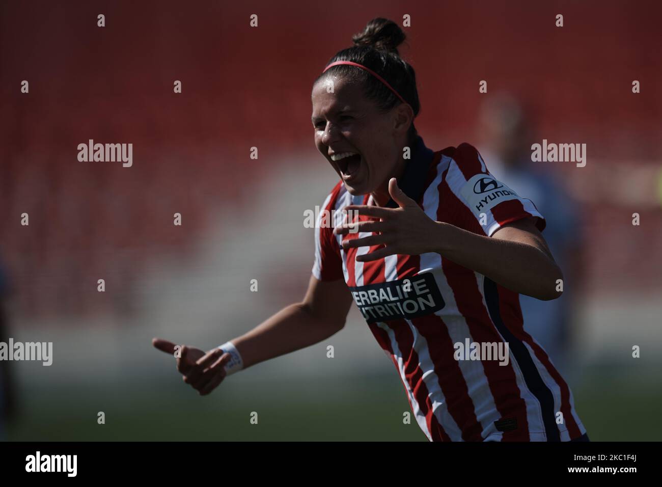 Merel Van Dongen of Atletico celebrates after scoring his sides first ...