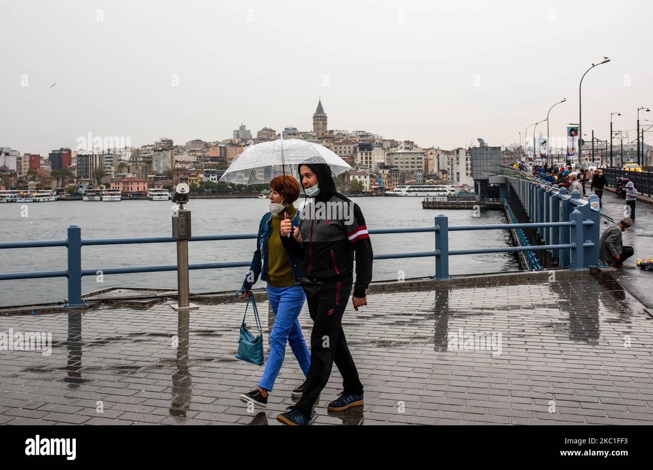 People run from heavy rainfall in Istanbul, Turkey on October 9, 2020 ...