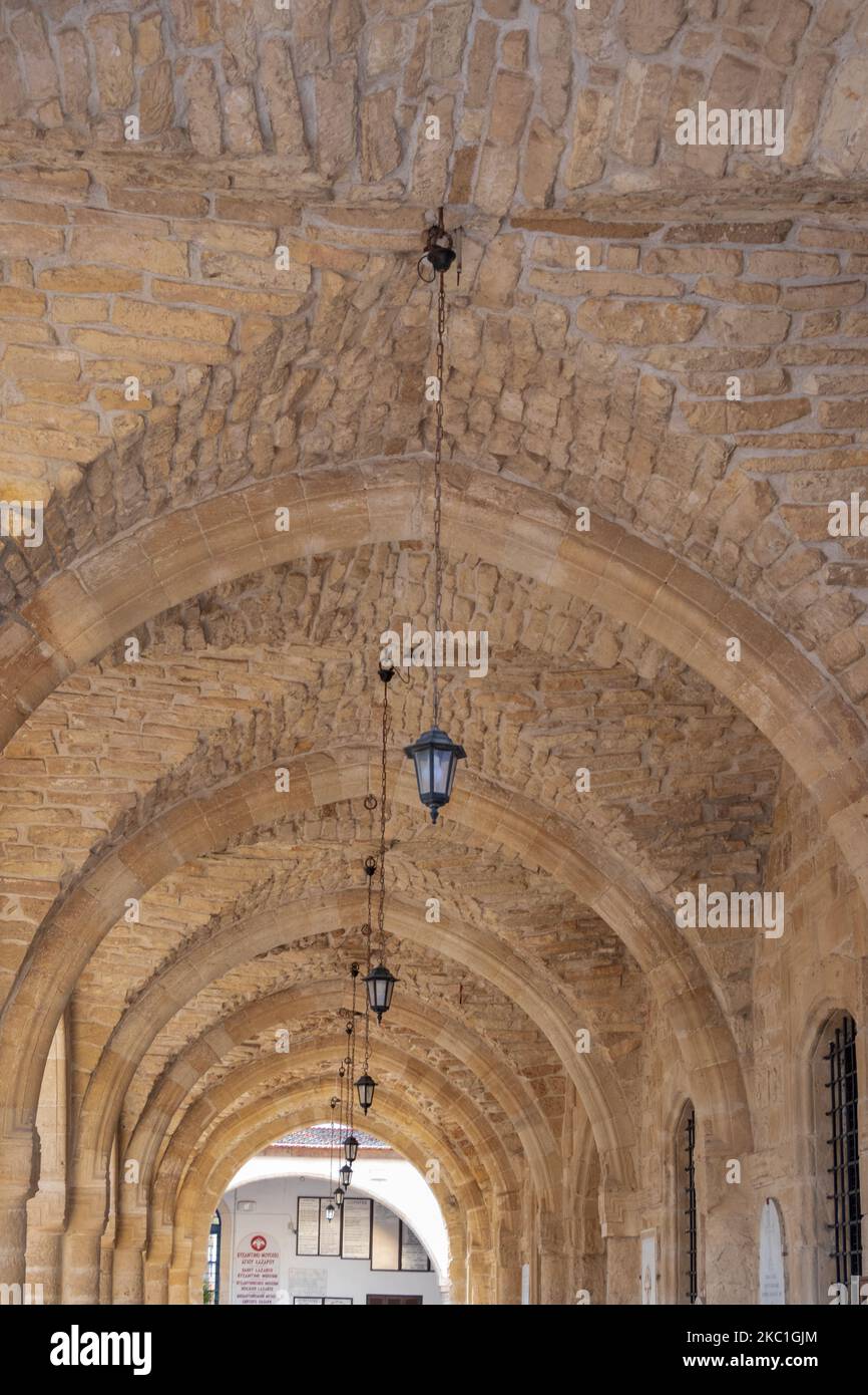 A vertical shot of the arches of the Church of Saint Lazarus in Larnaca ...