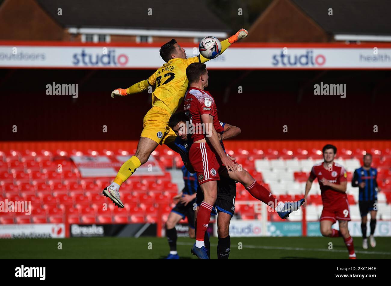 Jay Lynch of Rochdale punches during the Sky Bet League 1 match between ...