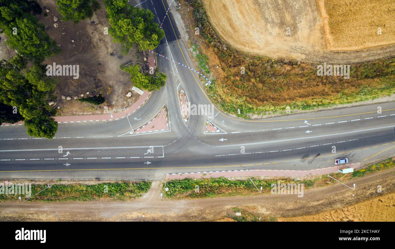 Aerial view of crossroad, T shaped junction Stock Photo - Alamy Aerial view of crossroad, T shaped junction Stock Photo - Alamy