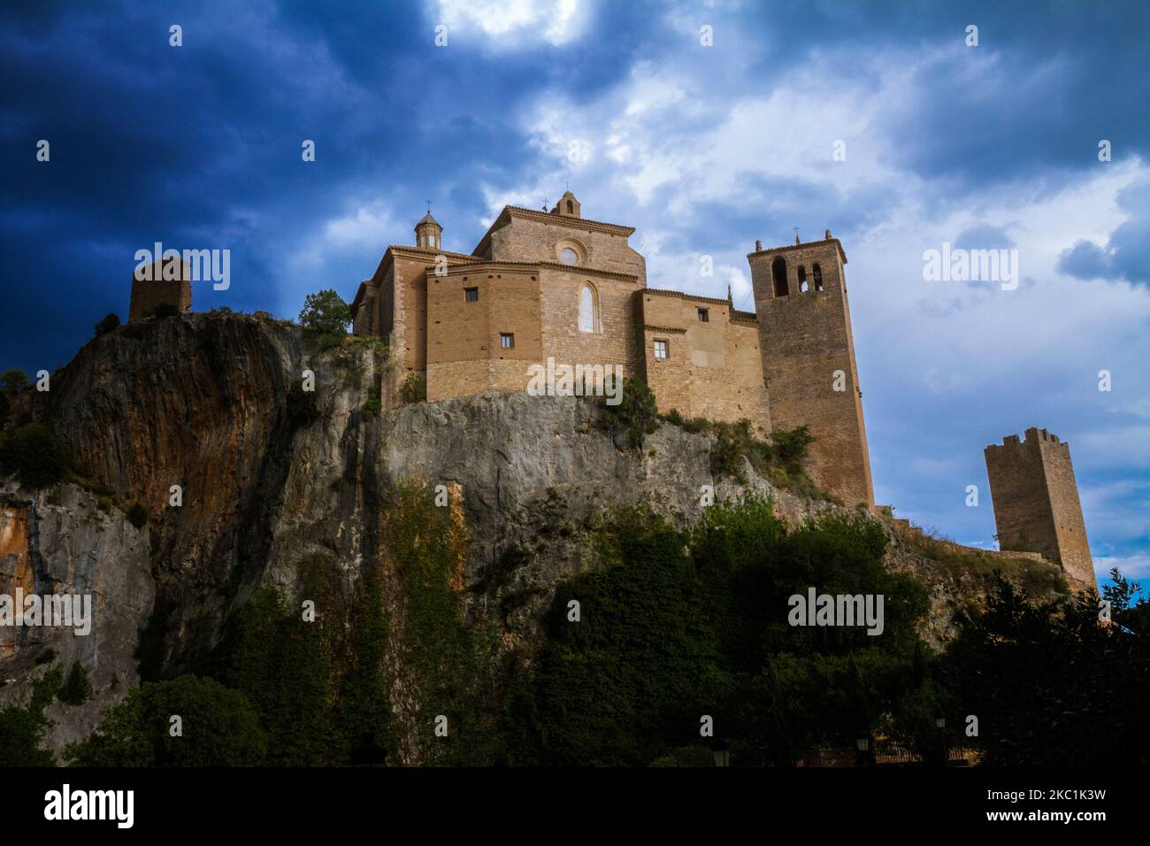 Ancient Medieval village of Alquezar knight's Castle, Huesca province ...