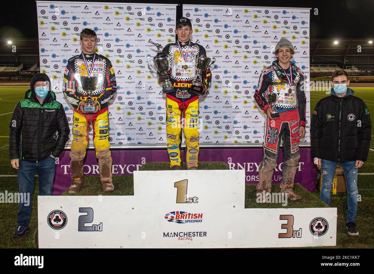 500cc Series Top 3: (l-r) Jason Crump, Joe Thompson (2nd), Dan Thompson ...