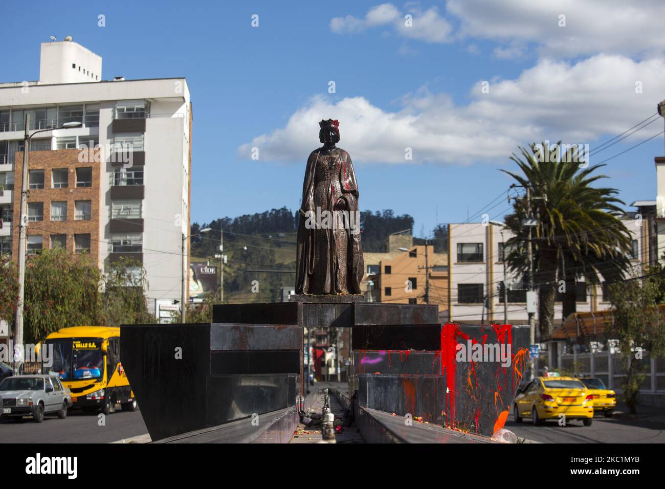 Christopher Colombus monument is seen in Quito, Ecuador on 12 October ...