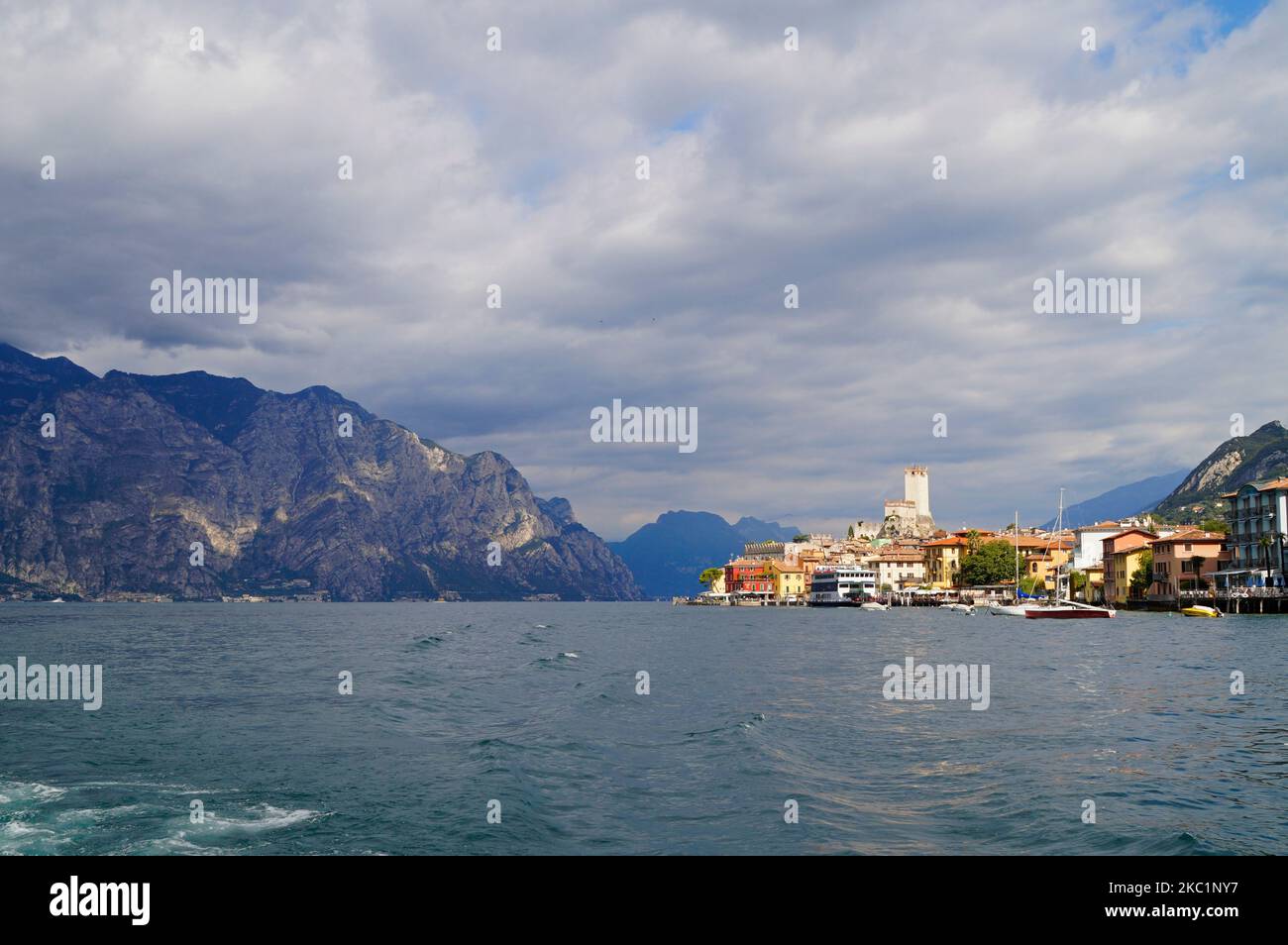 Castello Scaligero or the Scaligero Castle in the mediterranean town of ...