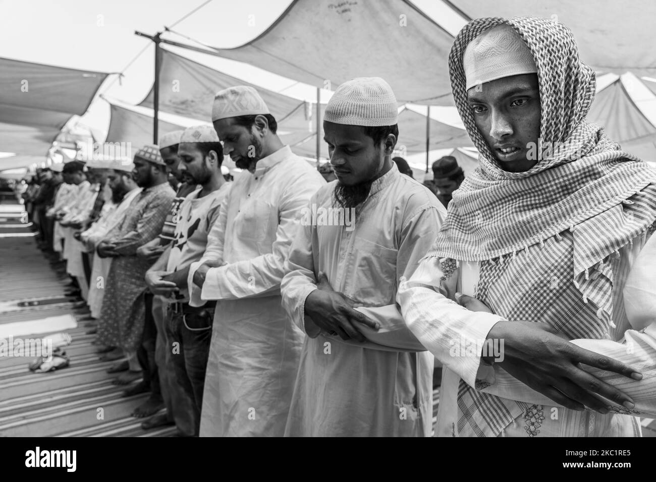 The group of Muslim people came to pray in Jama Masjid on one of the ...