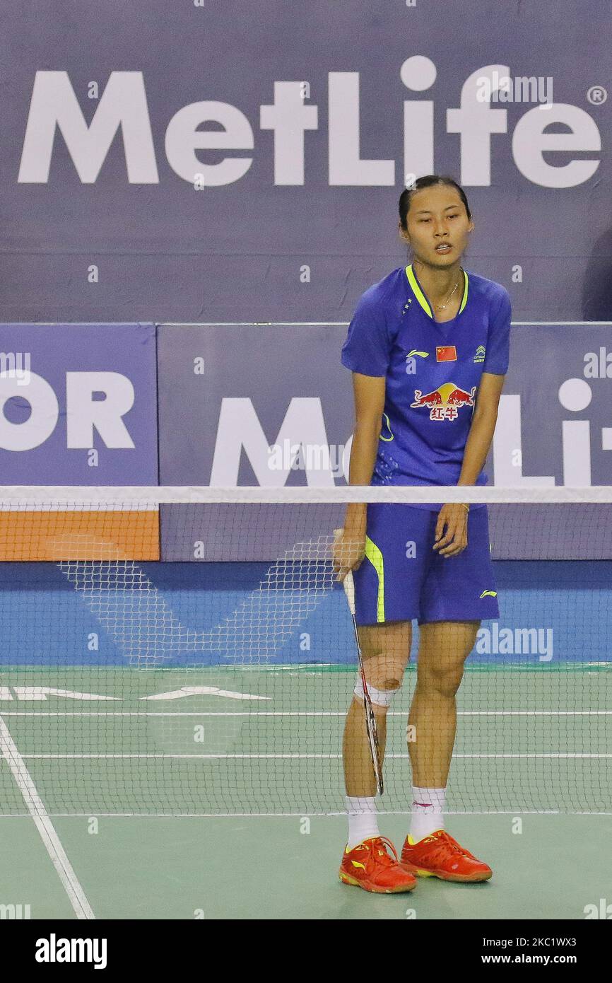 South Korea's Sung Ji Hyun play match during women's single final match ...