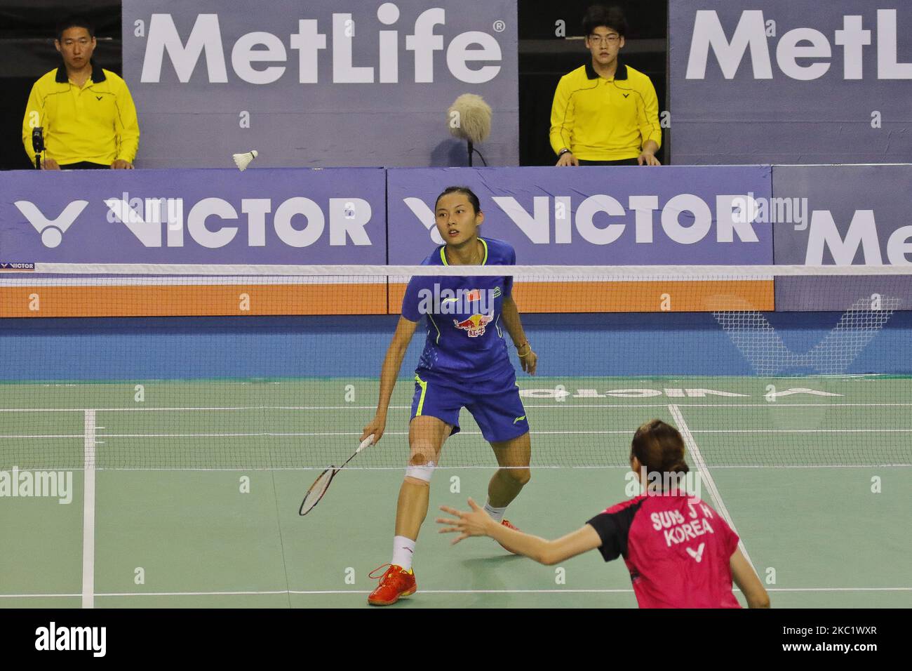 South Korea's Sung Ji Hyun play match during women's single final match ...