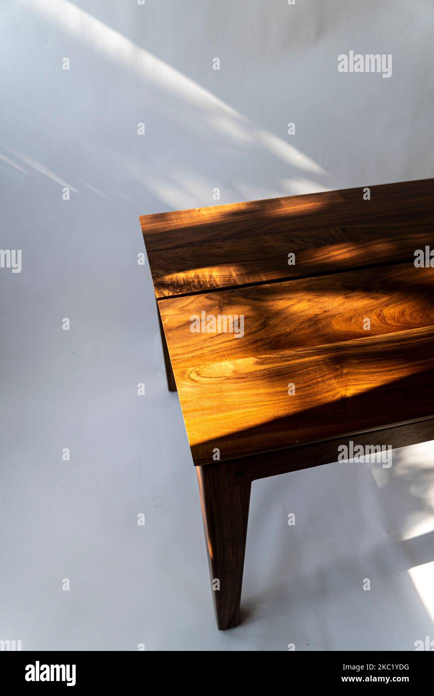 designer coffee table, solid wood base and top in terrazzo, oak wood on ...