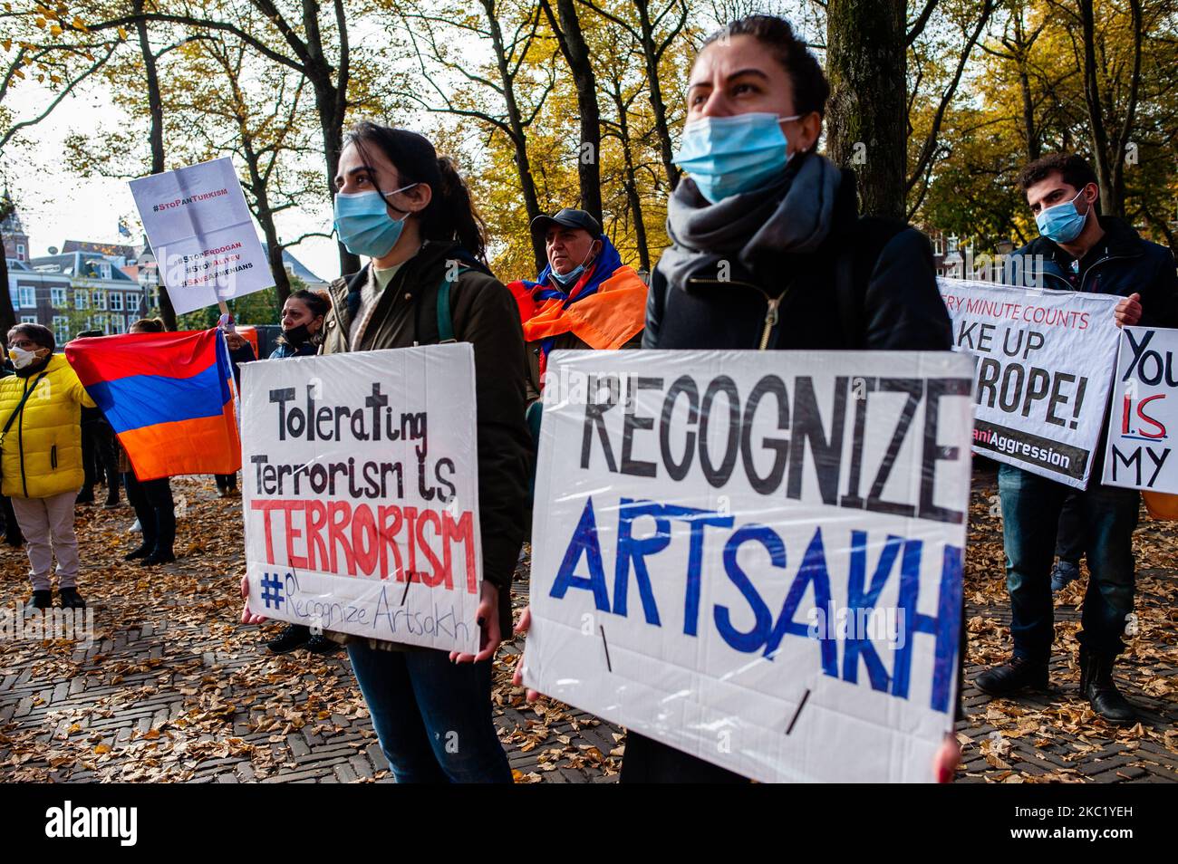 Two Armenian women are holding placards, during the Armenian community ...