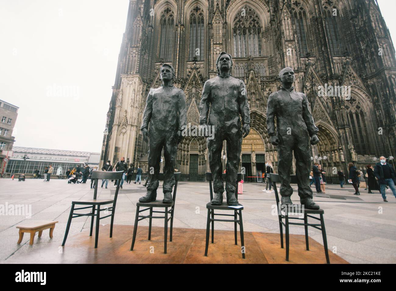 Statues of Edward Snowden, Julian Assangen and Chelsea Manning is seen ...