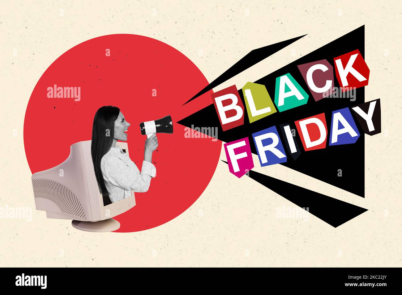 Composite collage picture of black white gamma girl inside vintage ...