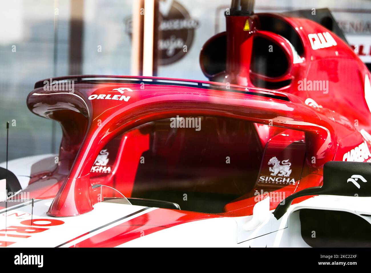 Halo system is seen on the Formula 1 car Sauber C-37 in the livery of ...