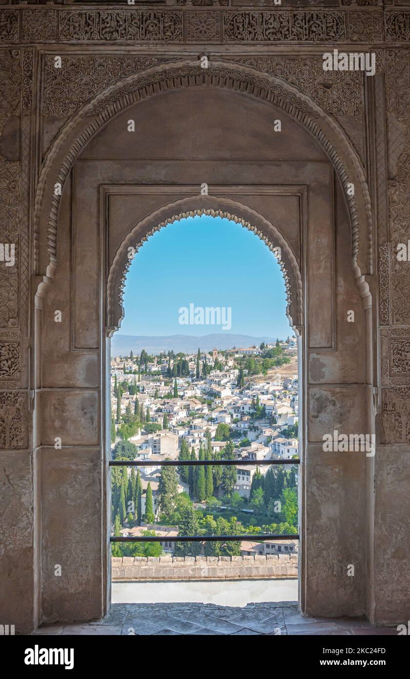 A Granada seen through the frame of an Arabic-style door of the ...